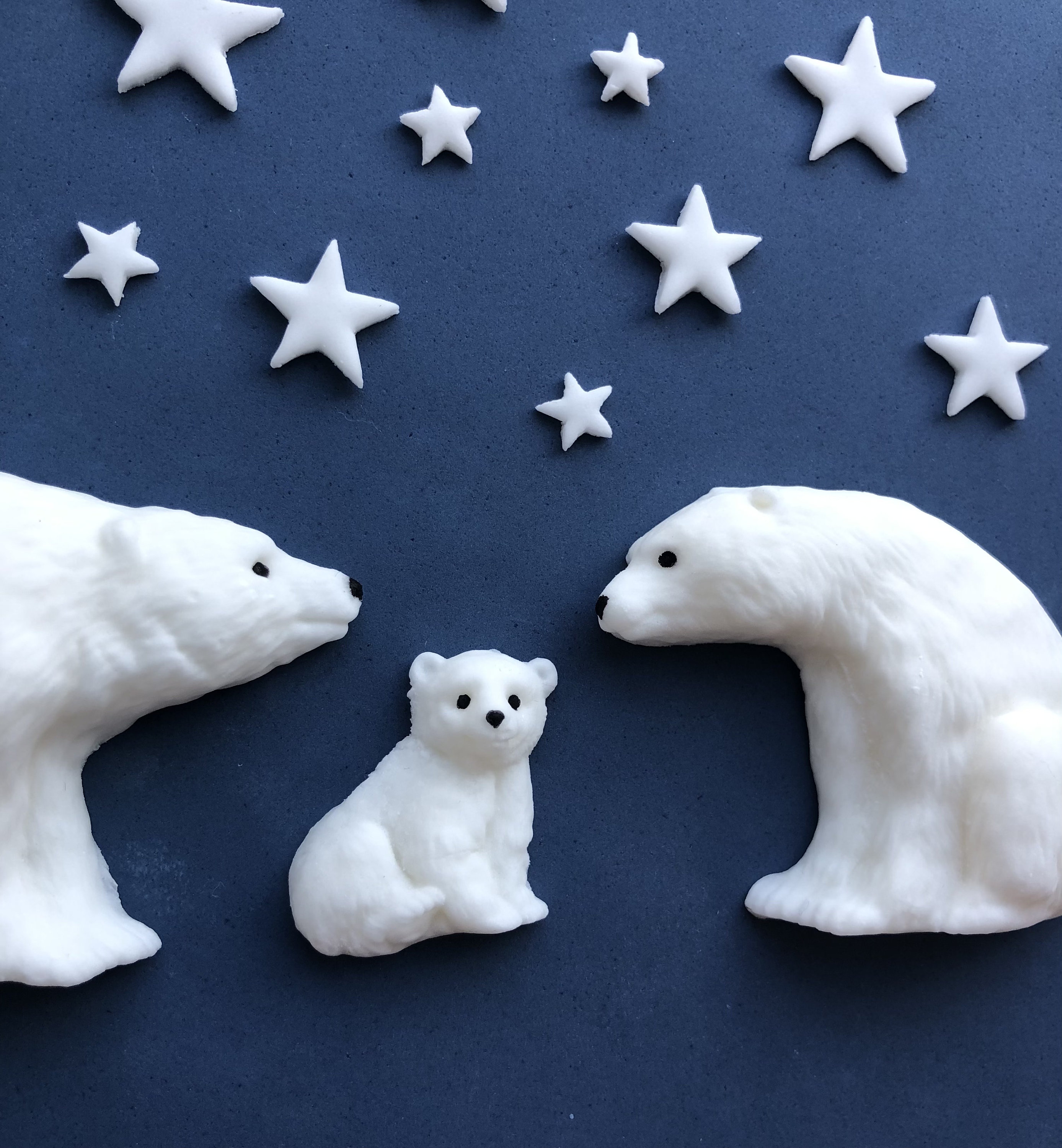Polar Bear Family Edible Christmas Cake Decorations Toppers, Sugarpaste ...