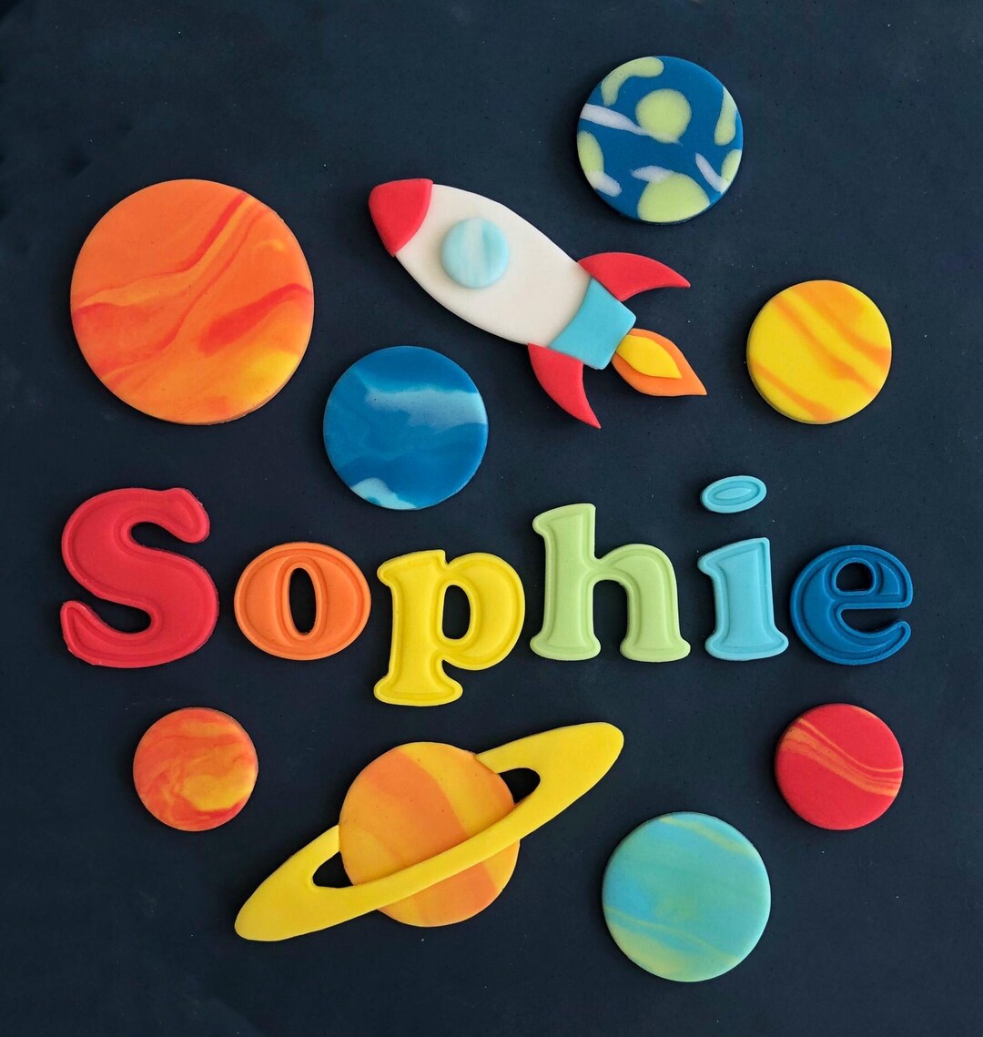 Solar System Edible Cake Toppers for Birthday 2D Planets: Larger ...