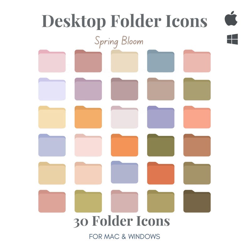 Spring Bloom Desktop Folder Icons: Mac & Windows (PNG, ICO) (PDF Guide ...