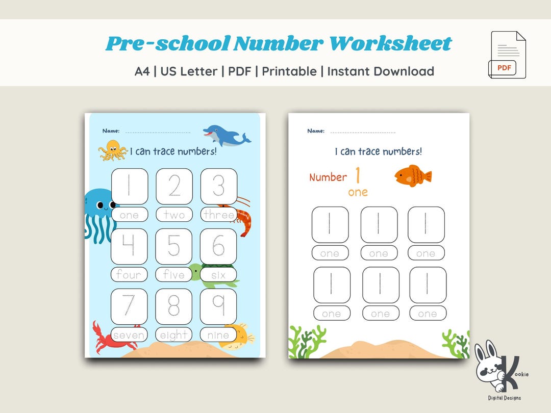 Number Tracing Worksheets: Preschool Math (PDF) - Etsy