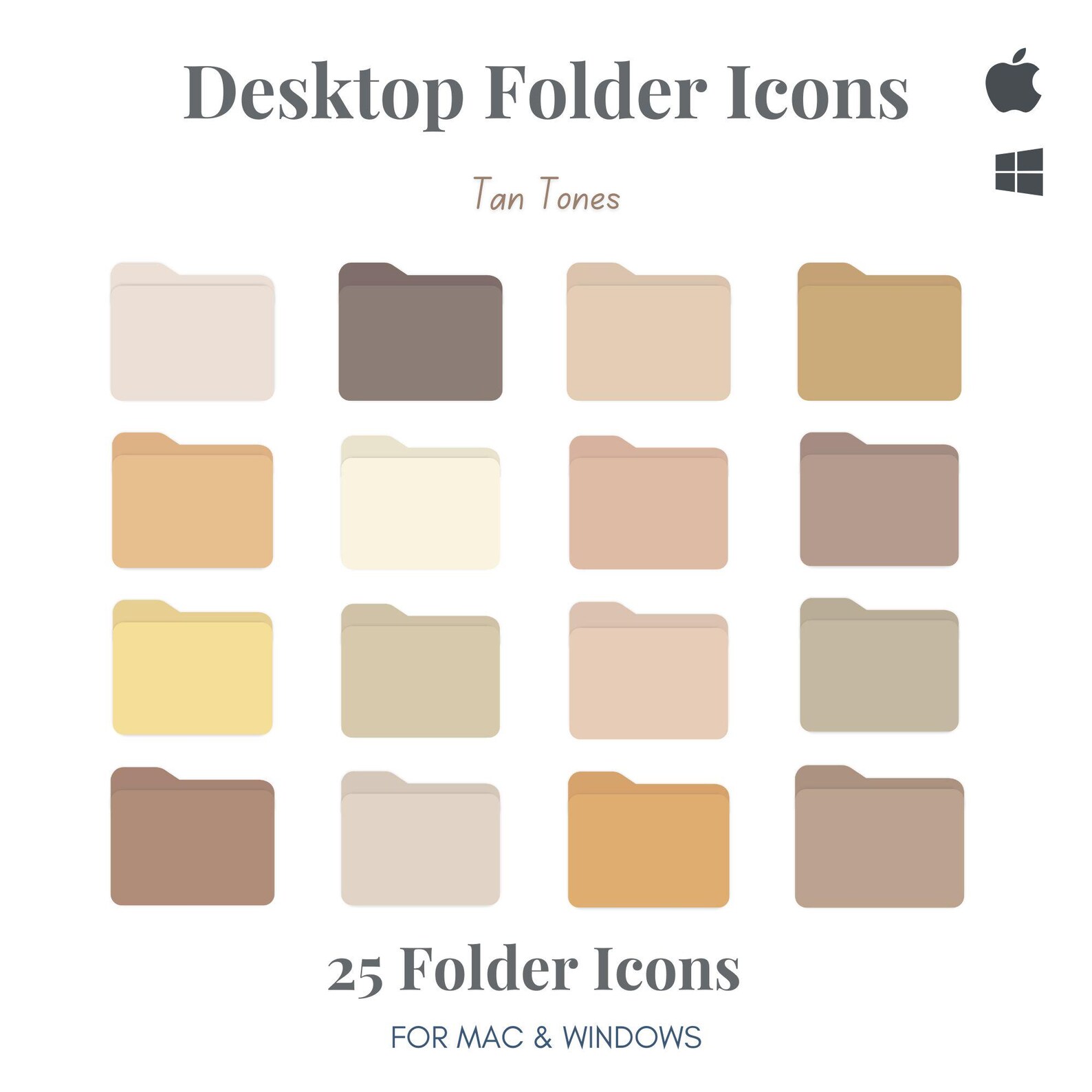 Neutral Tone Folder Icons for Mac & Windows in PNG, ICNS and ICO Format ...