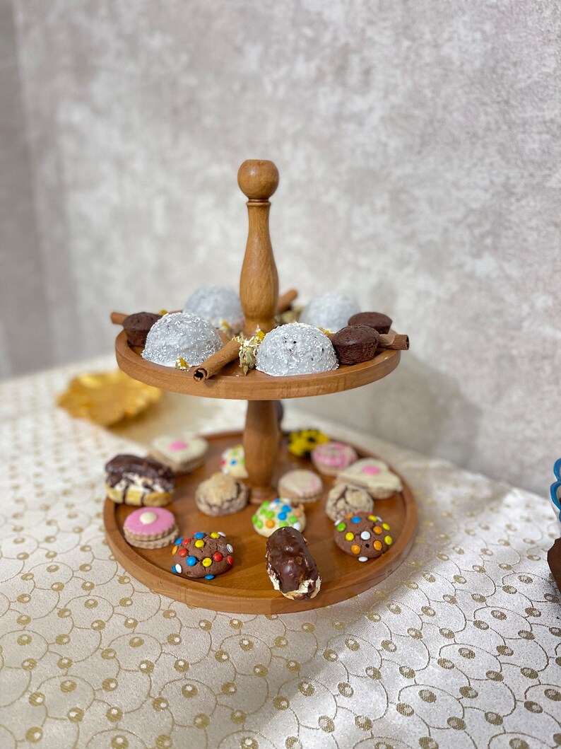 Beech Wood 2-tier Cake Stand: Cookie Serving Platter - Etsy
