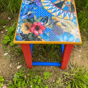 Painted Wooden Stool | Decorative Stool | Square Stool - Etsy