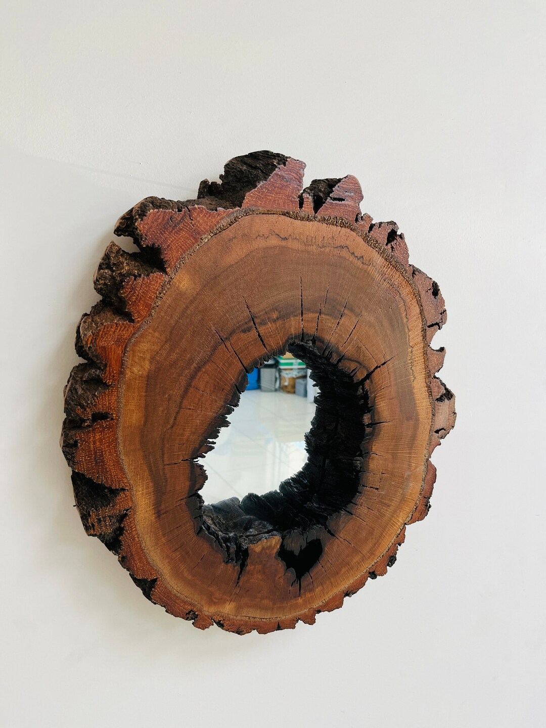 Charming Round Wood Mirror Frame Rustic Wall Decoration - Etsy