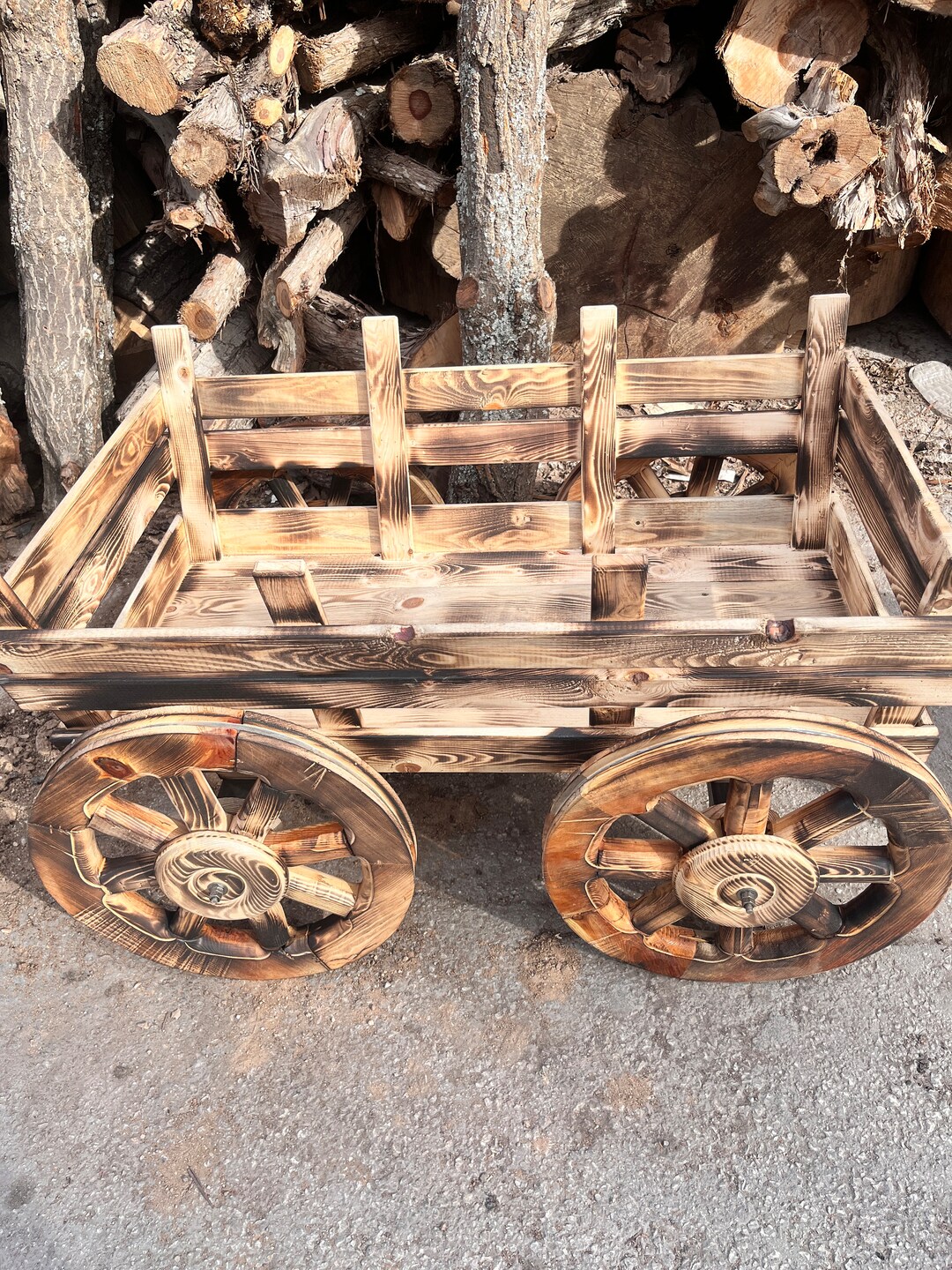 Rustic Wooden Carriage Flower Bed for Home and Garden Decor - Etsy