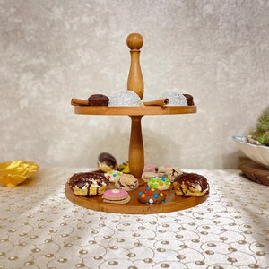 Beech Wood 2-tier Cake Stand: Cookie Serving Platter - Etsy