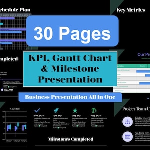 Professional Project Update Powerpoint Template | 30-slide KPI, Gantt ...
