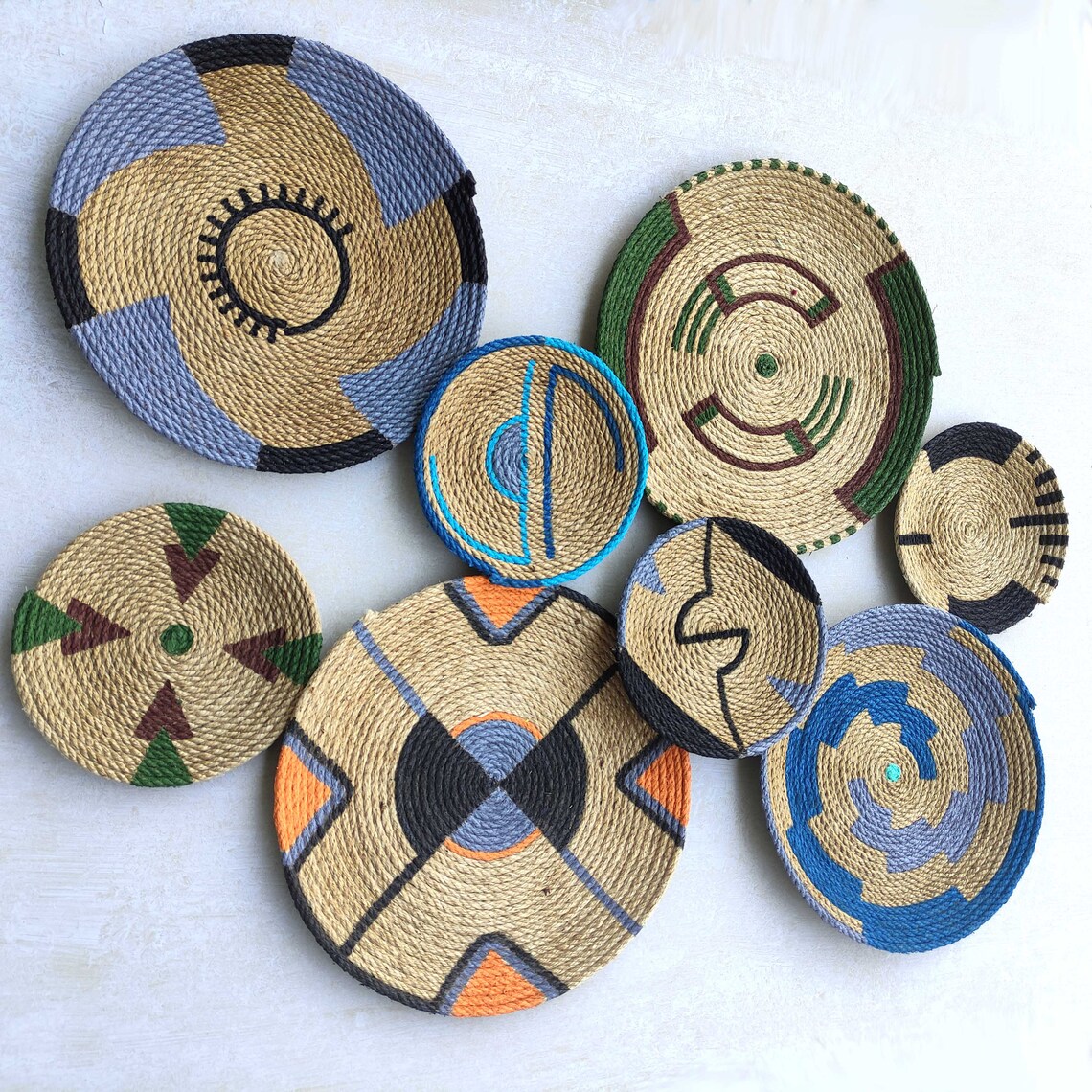 Set of 8 African Wall Basket, Wall Basket, African Wall Decors, Ethnic ...