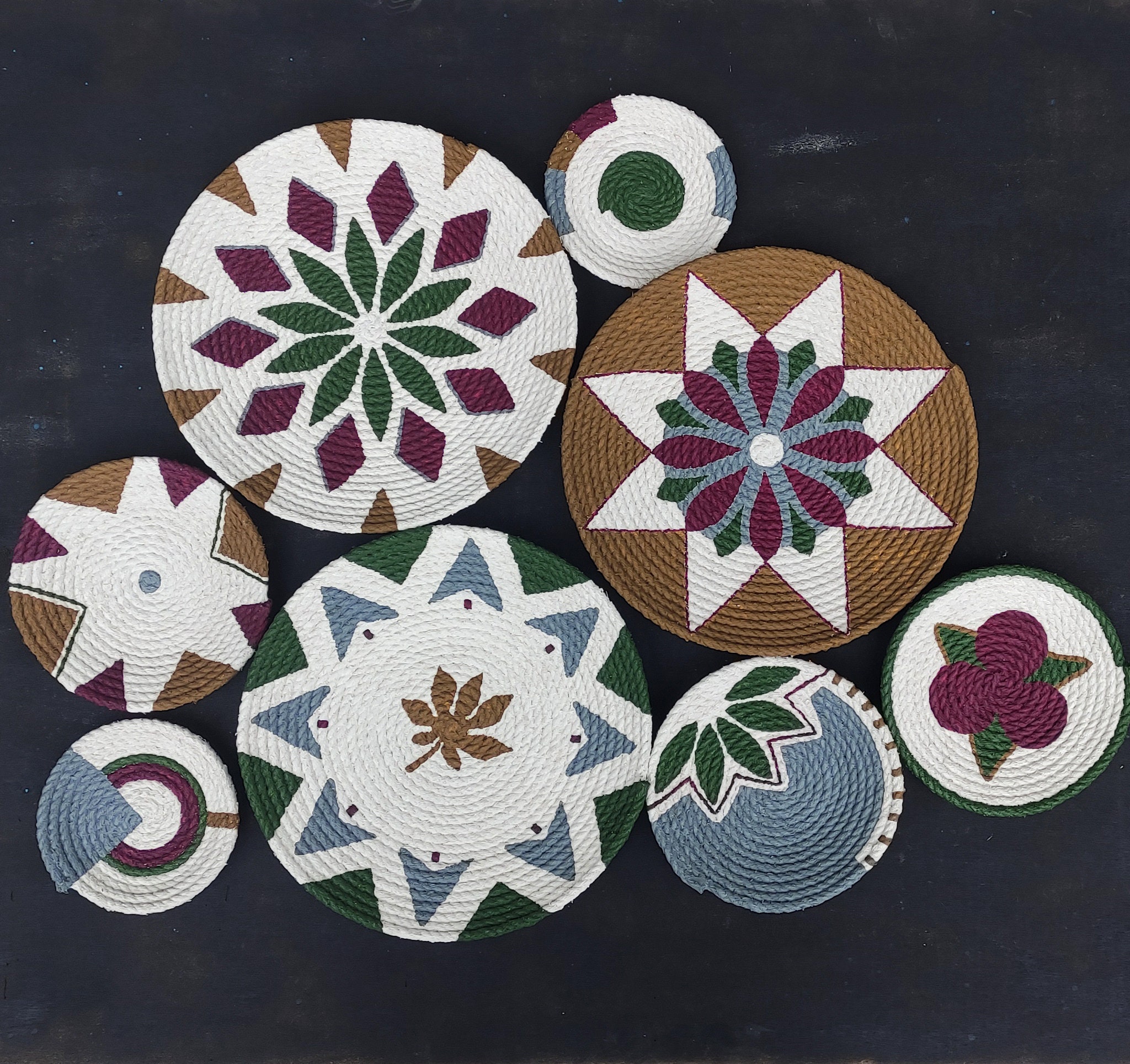 Jute Wall Basket, Jute Wall Plate, Set of 8 Wall Basket, Wall Decor ...