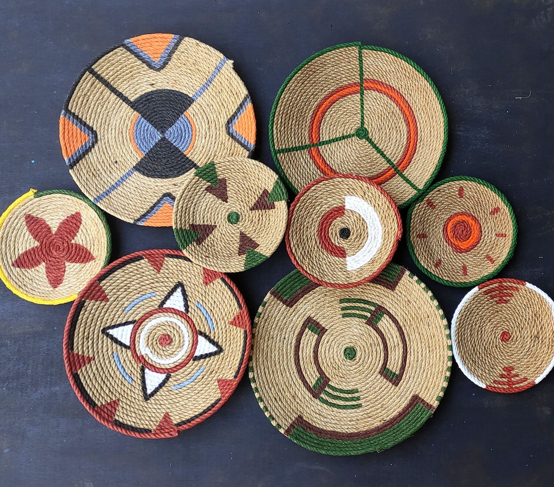 Set of 9 African Wall Basket, Wall Basket, Wall Plate, African Baskets ...