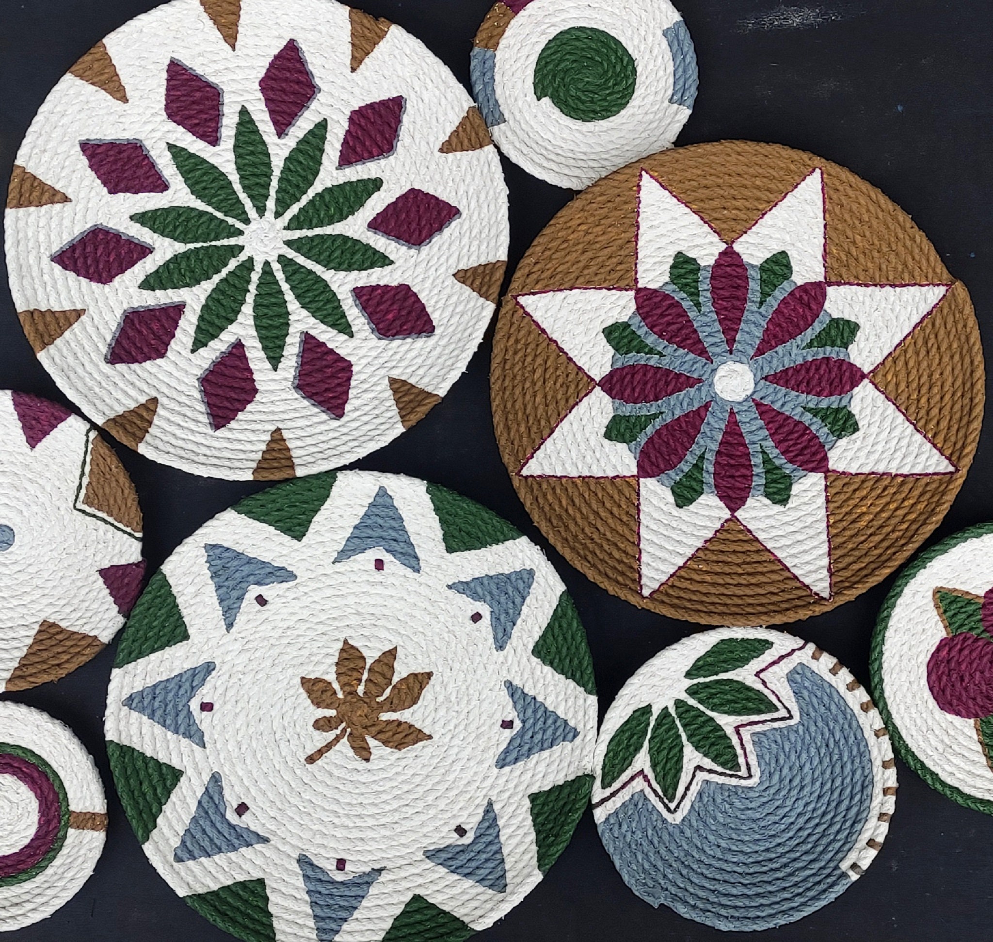 Jute Wall Basket, Jute Wall Plate, Set of 8 Wall Basket, Wall Decor ...