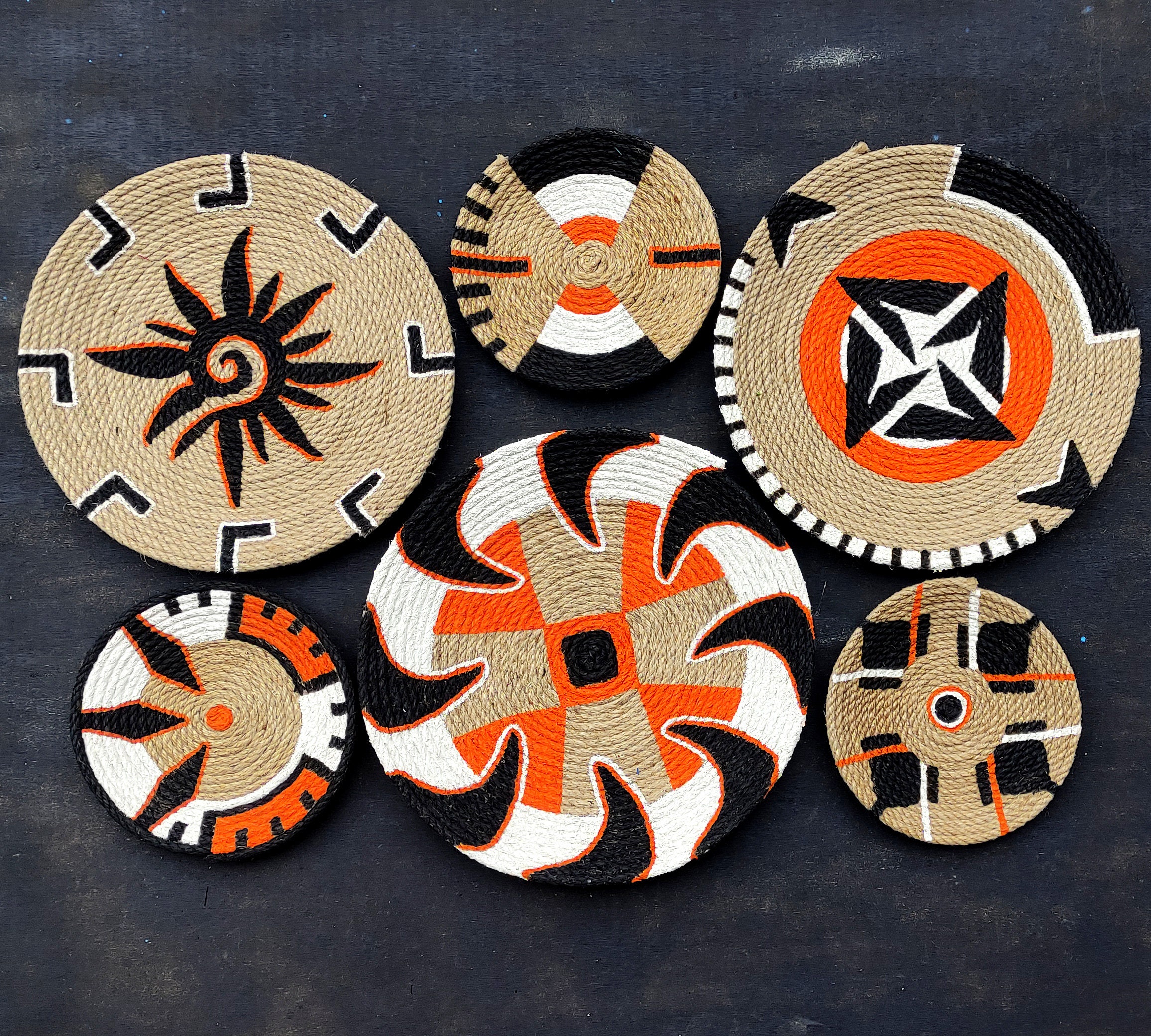 Set of 6, Wall Plate, Wall Basket, Wall Decor, Wall Art, Woven Wall ...