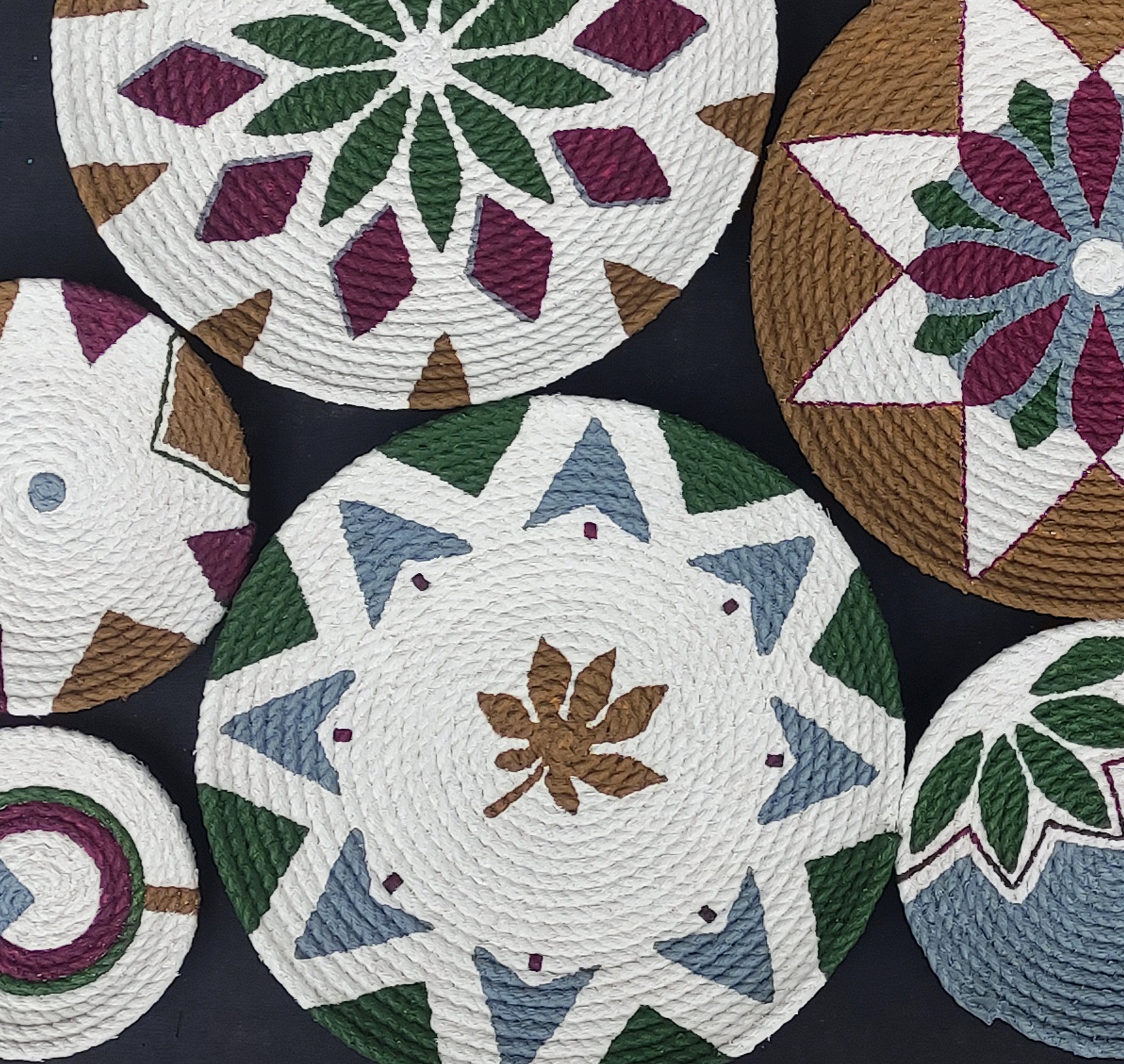 Jute Wall Basket, Jute Wall Plate, Set of 8 Wall Basket, Wall Decor ...