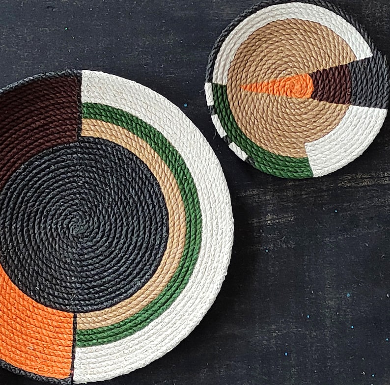 Hand-painted African Boho Wall Plate Set - Handmade Wall Art - Etsy