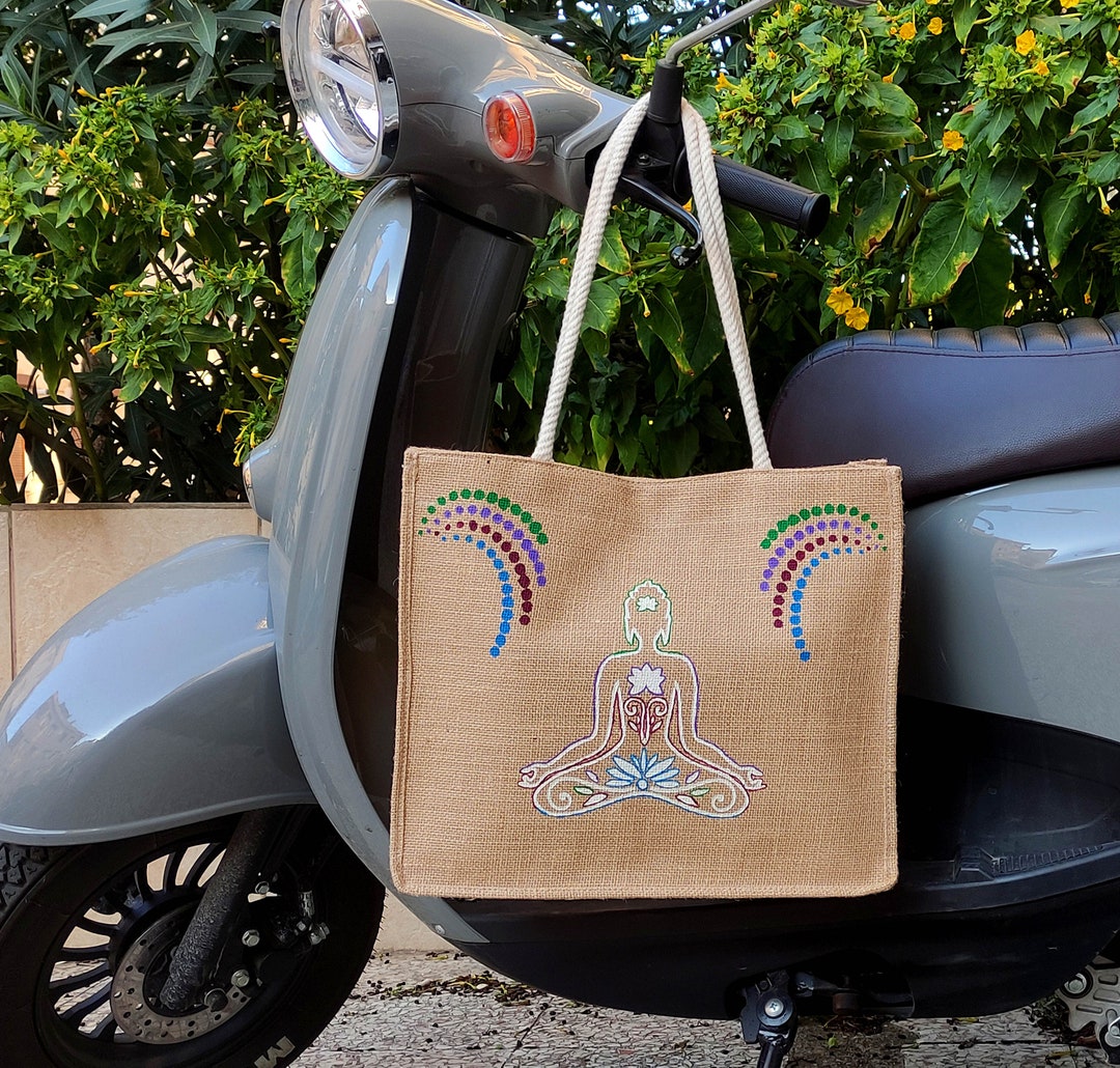 Hand Painted Bag, Jute Bag, Beach Bag, Evil Eye Bag, Eco Friendly Bag ...