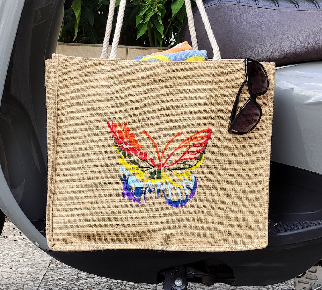 Hand Painted Bag, Jute Bag, Beach Bag, Eco Friendly Bag, Saddlebag ...