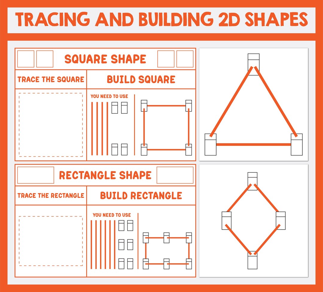 Tracing and Building 2d Shapes With Marshmallows and - Etsy