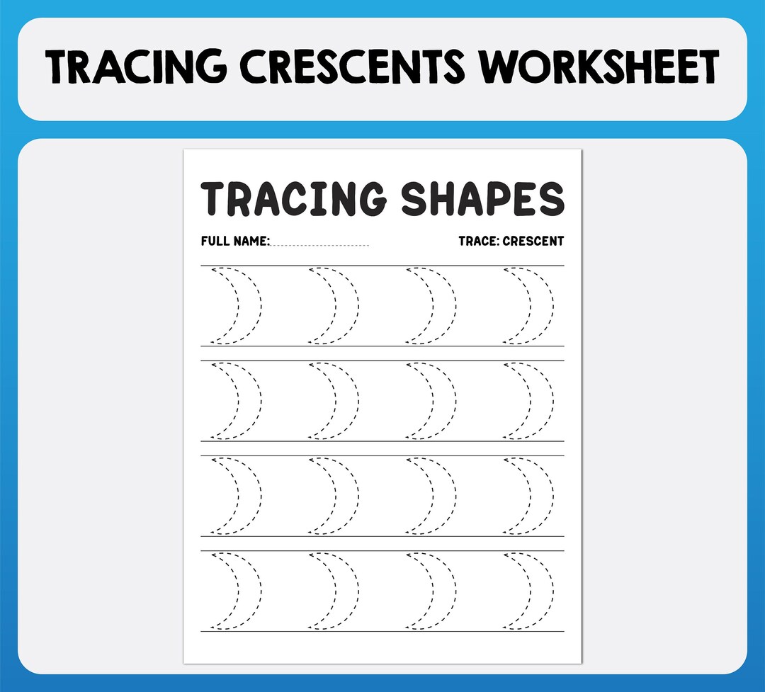 Tracing 2D Shapes : Trace CRESCENTS Printable Worksheet - Etsy