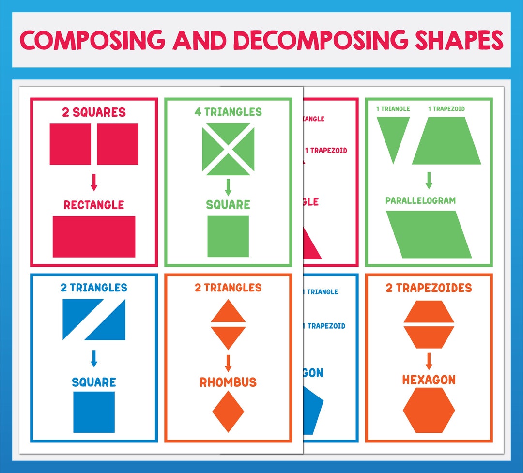 Composing and Decomposing 2D Shapes Flashcards - Etsy
