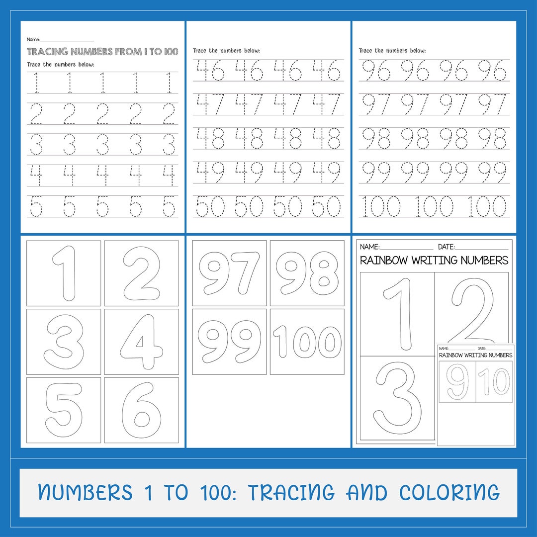 Numbers From 1 to 100: Tracing and Coloring and Rainbow Writing ...