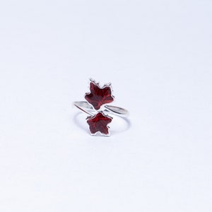 925 Silver Maple Leaf Ring: Red Enamel Autumn Jewelry - Etsy