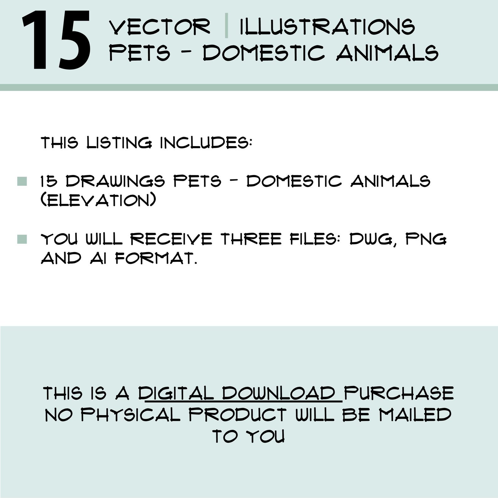 Drawings Pets Domestic Animals, Vector Illustration, Elevation, DWG PNG ...