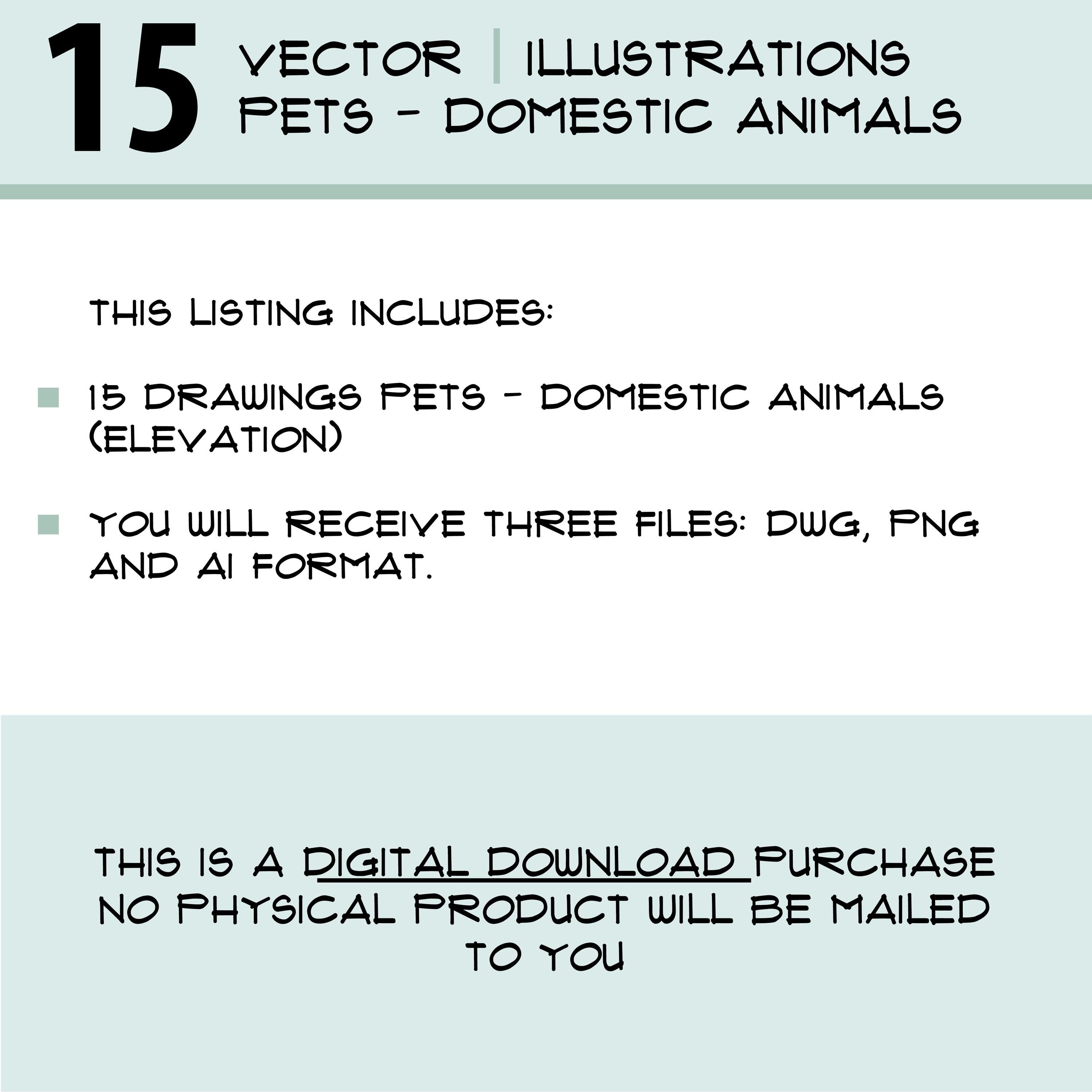 Drawings Pets Domestic Animals, Vector Illustration, Elevation, DWG PNG ...