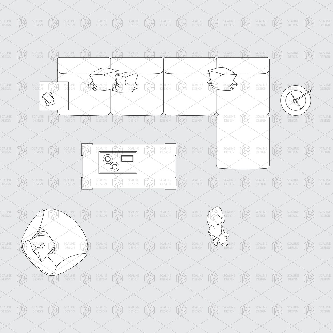 Lounge Furniture Top View Illustrations, CAD Drawing (digital Download ...
