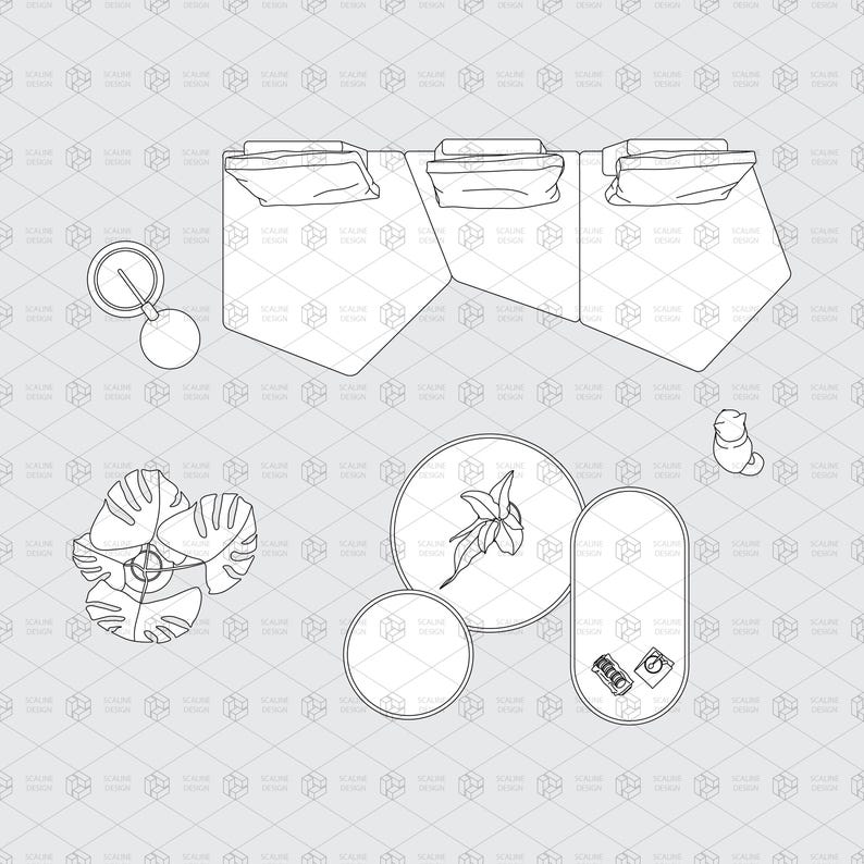 Living Room and Lounge Furniture, Vector Illustration, Top View, DWG-AI ...