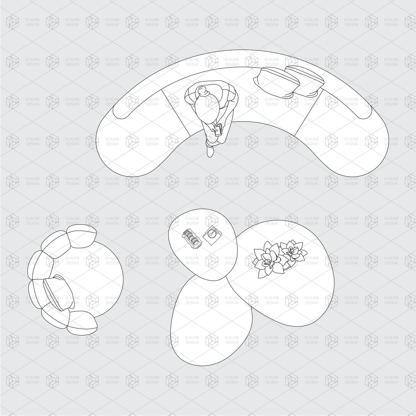 Lounge Furniture Top View Illustrations, CAD Drawing (digital Download ...