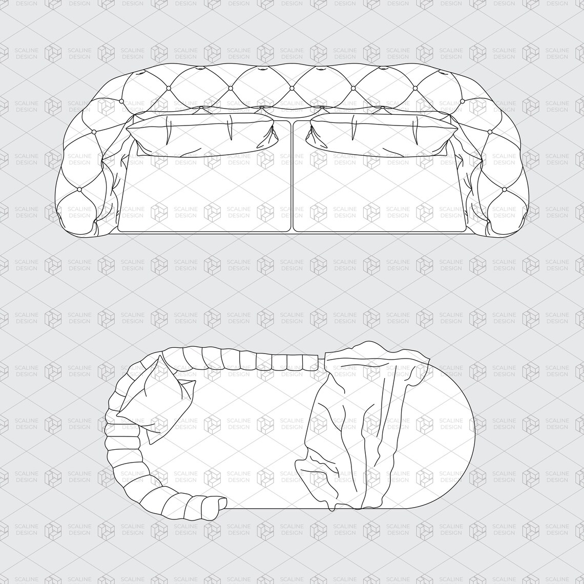 Sofa and Chair Furniture Top View, Vector Illustration, DWG PNG AI ...