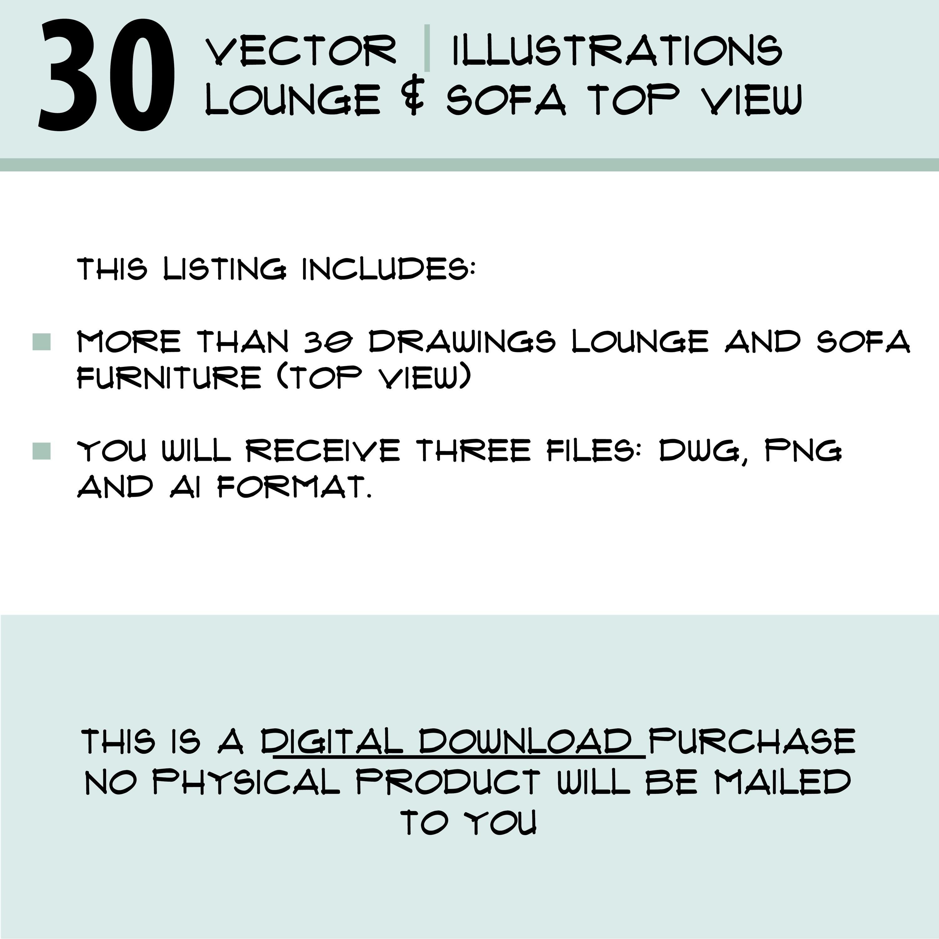 Lounge Furniture Top View Illustrations, CAD Drawing (digital Download ...