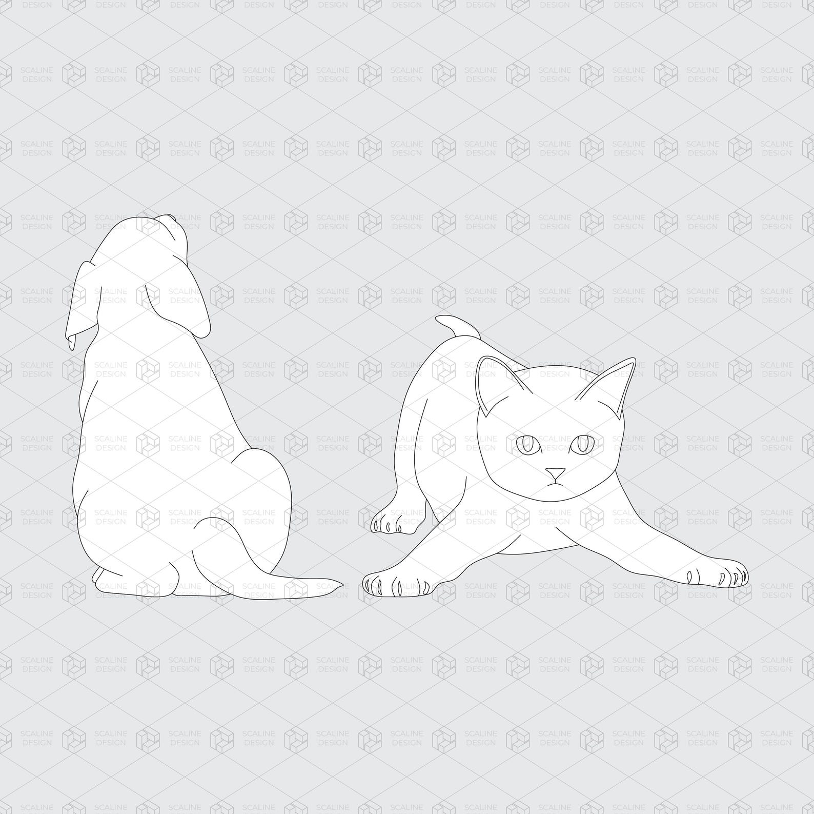 Drawings Pets Domestic Animals, Vector Illustration, Elevation, DWG PNG ...