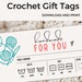 PRINTABLE Crochet Gift Tags| Handmade With Love Tags| Print and Cut ...