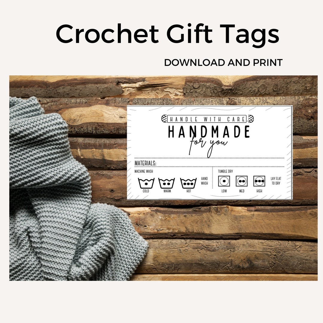 PRINTABLE Crochet Gift Tags| Handmade With Love Tags| Print and Cut ...