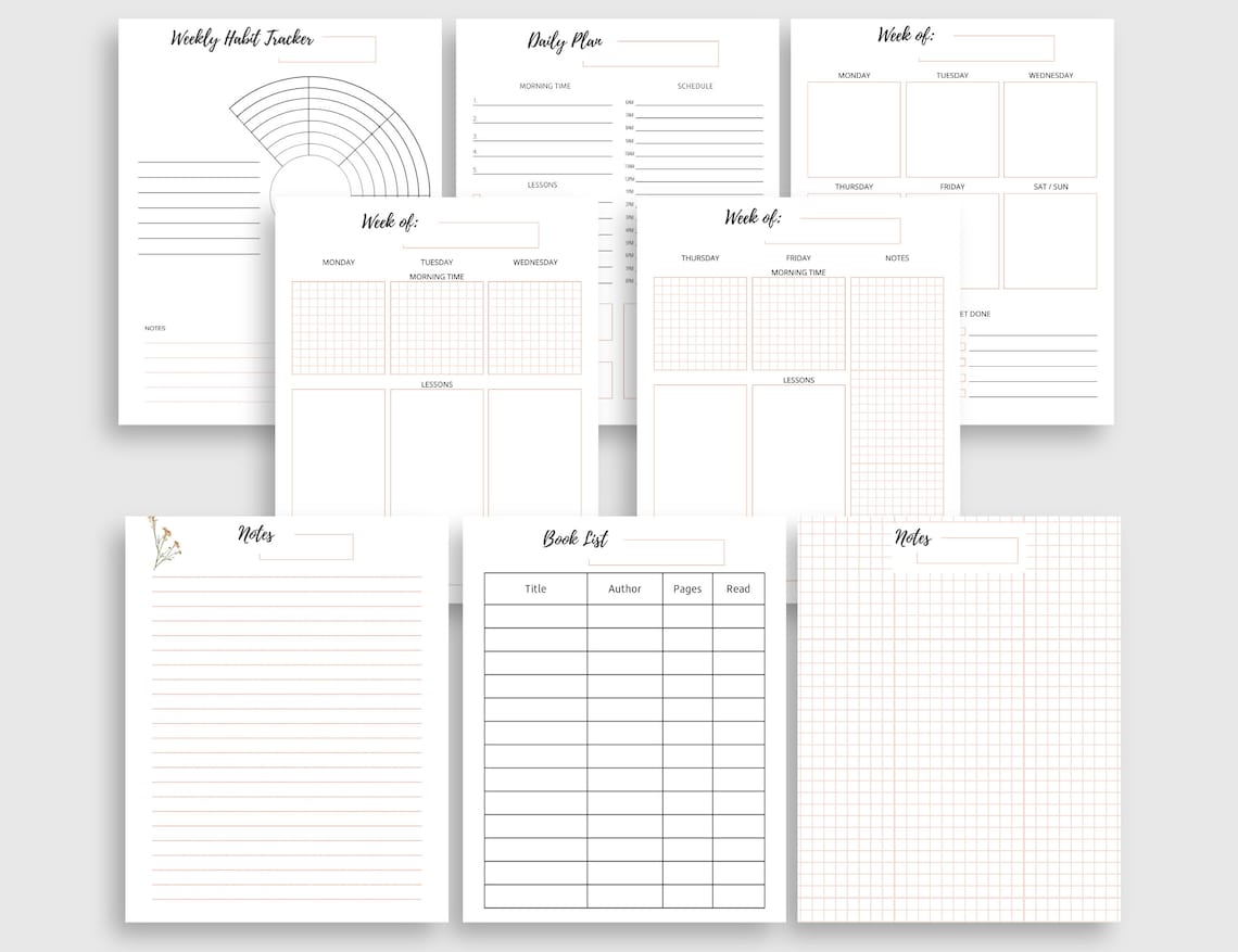 Printable Homeschool Planner| Charlotte Mason + Loop Schedule + Unit ...