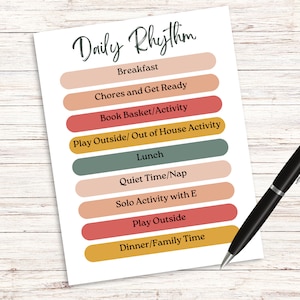 Daily and Weekly Rhythm Printable | Homeschool Daily Rhythm | Daily ...