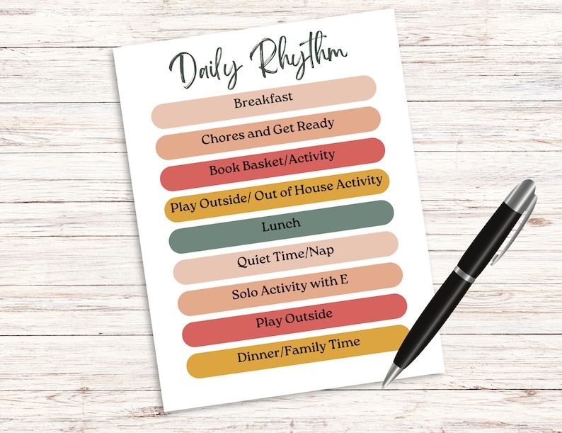 Daily and Weekly Rhythm Printable | Homeschool Daily Rhythm | Daily ...