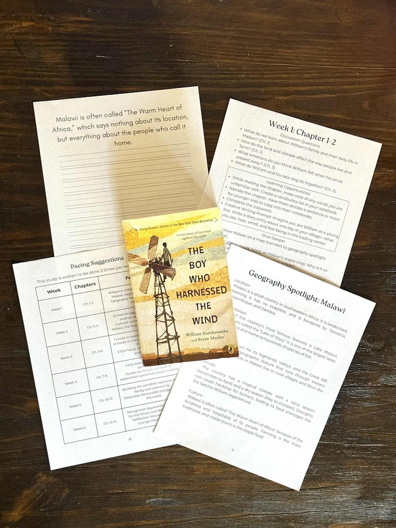 The Boy Who Harnessed the Wind Novel Study | Homeschool Unit Study ...