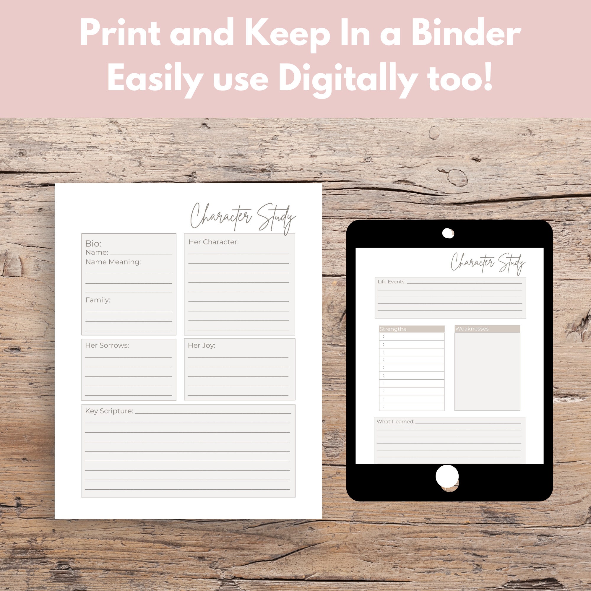 Bible Character Study Pages| Biblical Character Study Printable Page ...