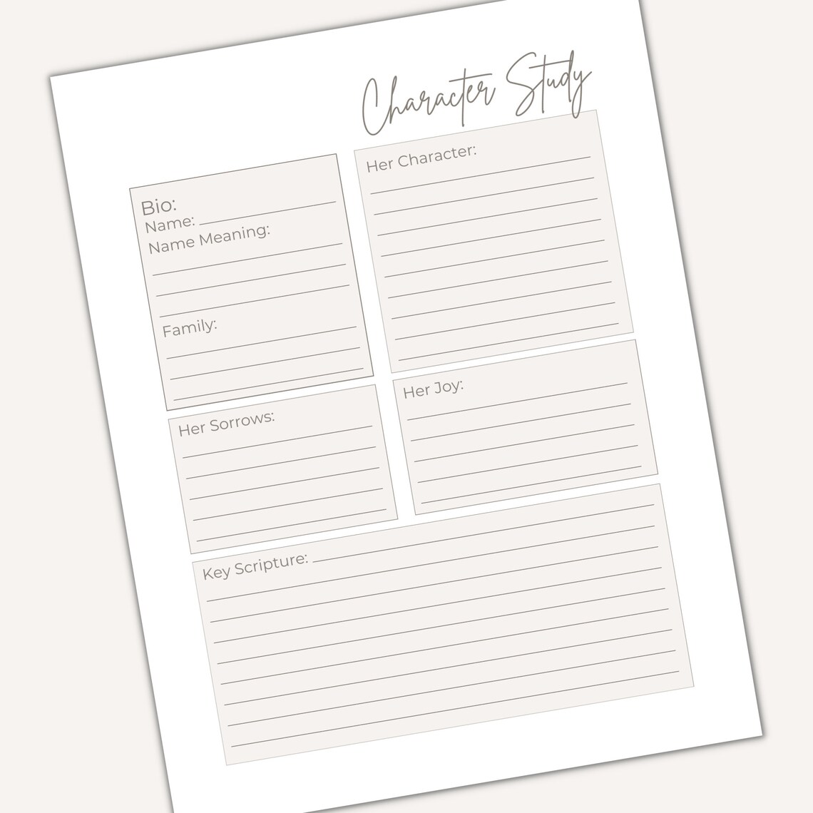 Bible Character Study Pages| Biblical Character Study Printable Page ...