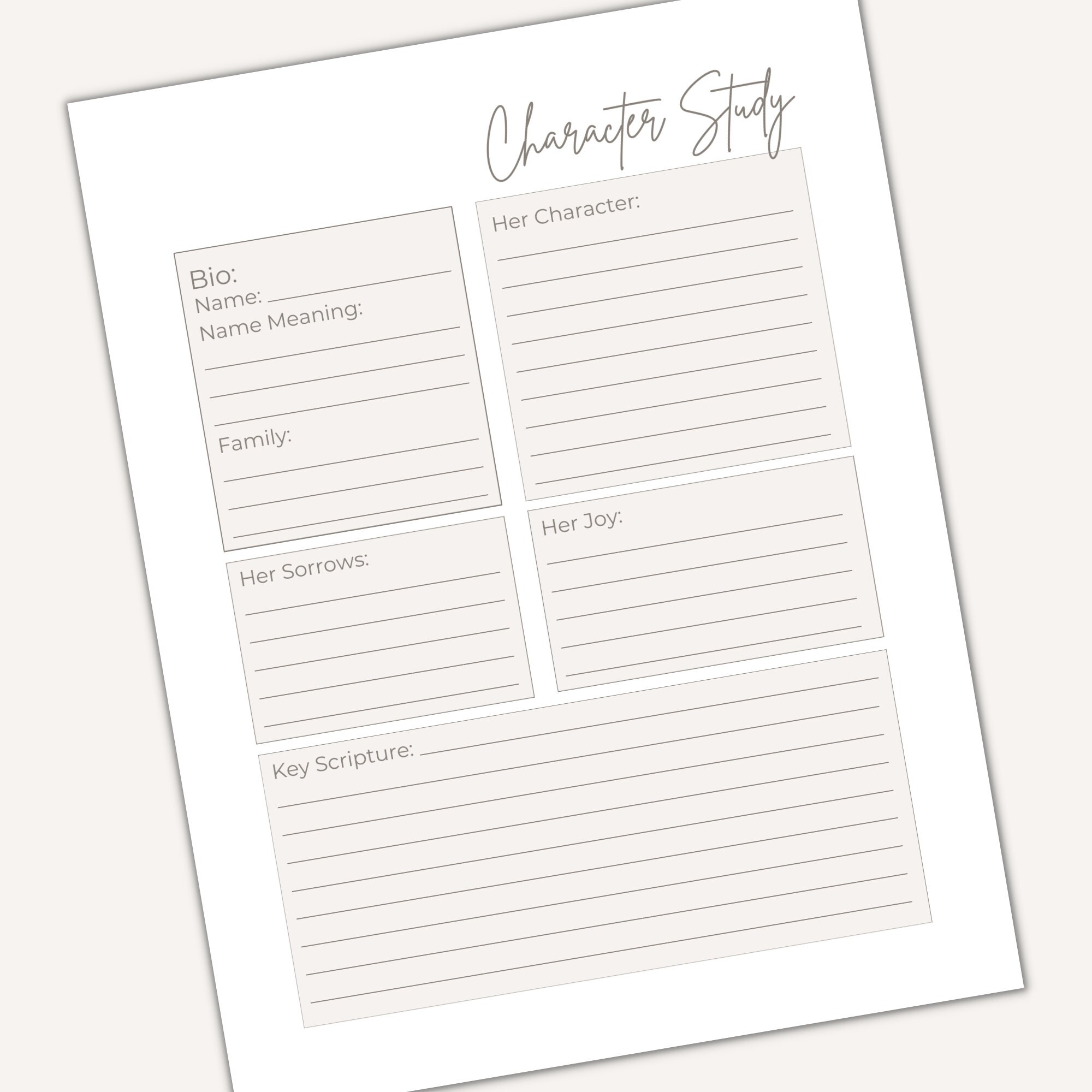 Bible Character Study Pages| Biblical Character Study Printable Page ...
