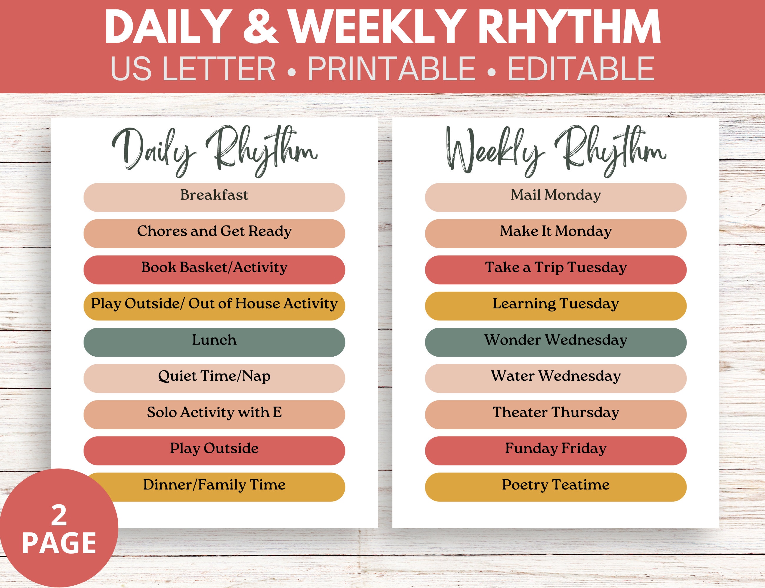 Daily and Weekly Rhythm Printable | Homeschool Daily Rhythm | Daily ...