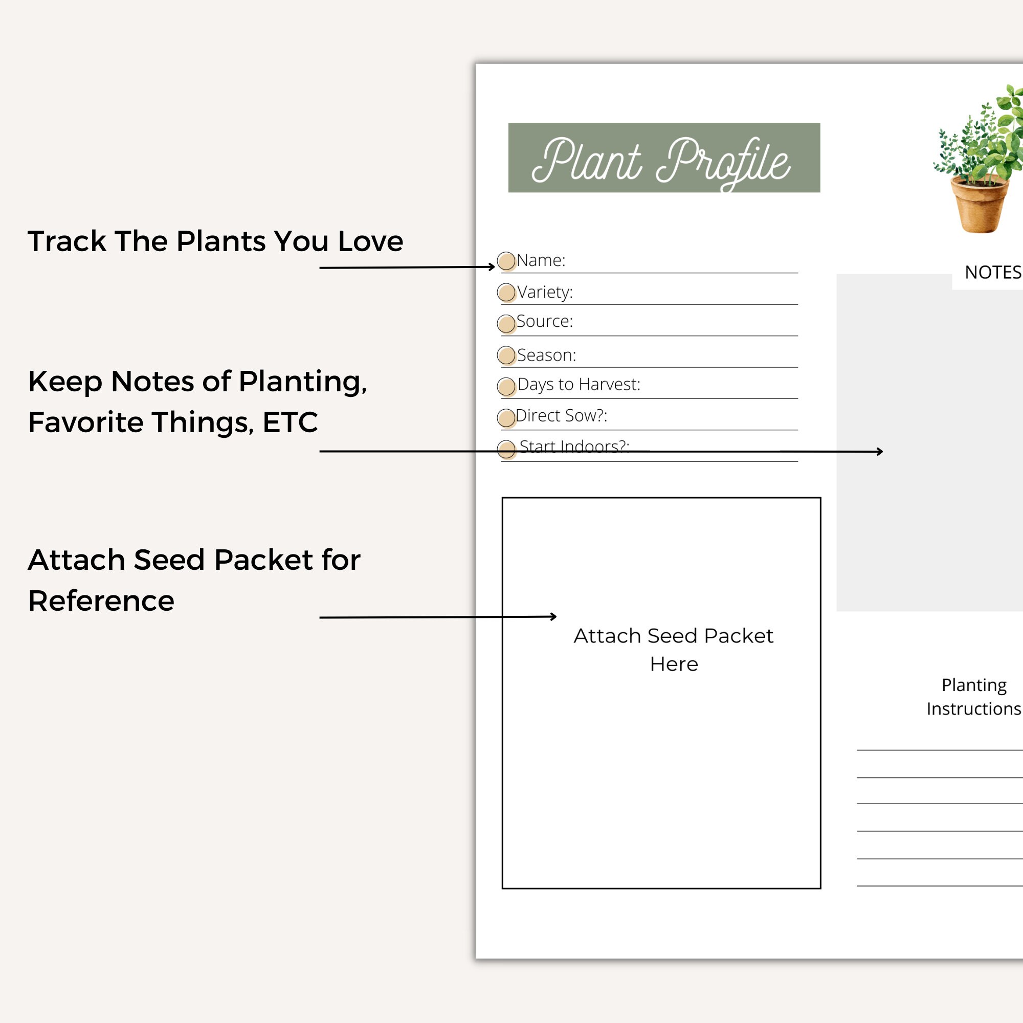 Plant Profile Card Bundle| Companion Planting Planner| Garden Planning ...