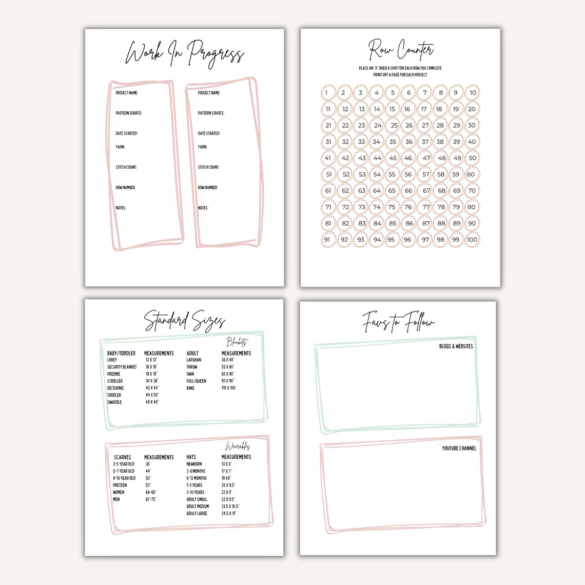 PRINTABLE Crochet Project Planner| Printable Download| US Letter ...