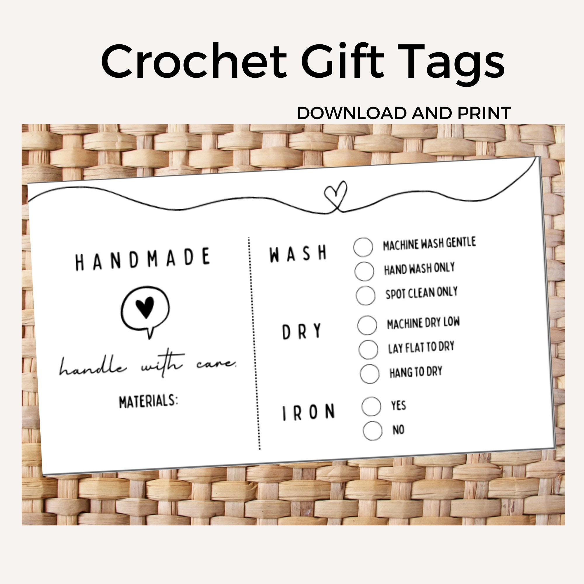 Labels For Handmade Items Tags Printable Gift Tags Crochet Gift Tags ...