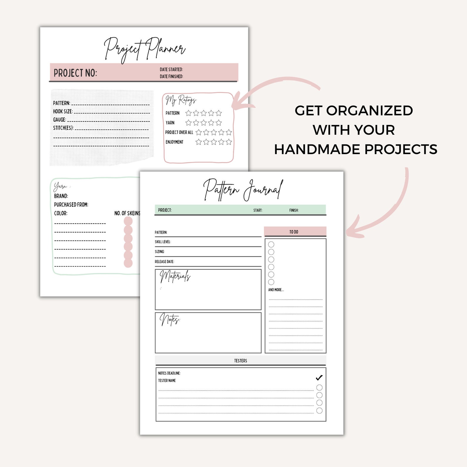 Crochet Project Planner Printable Download US Letter Project Organizer ...