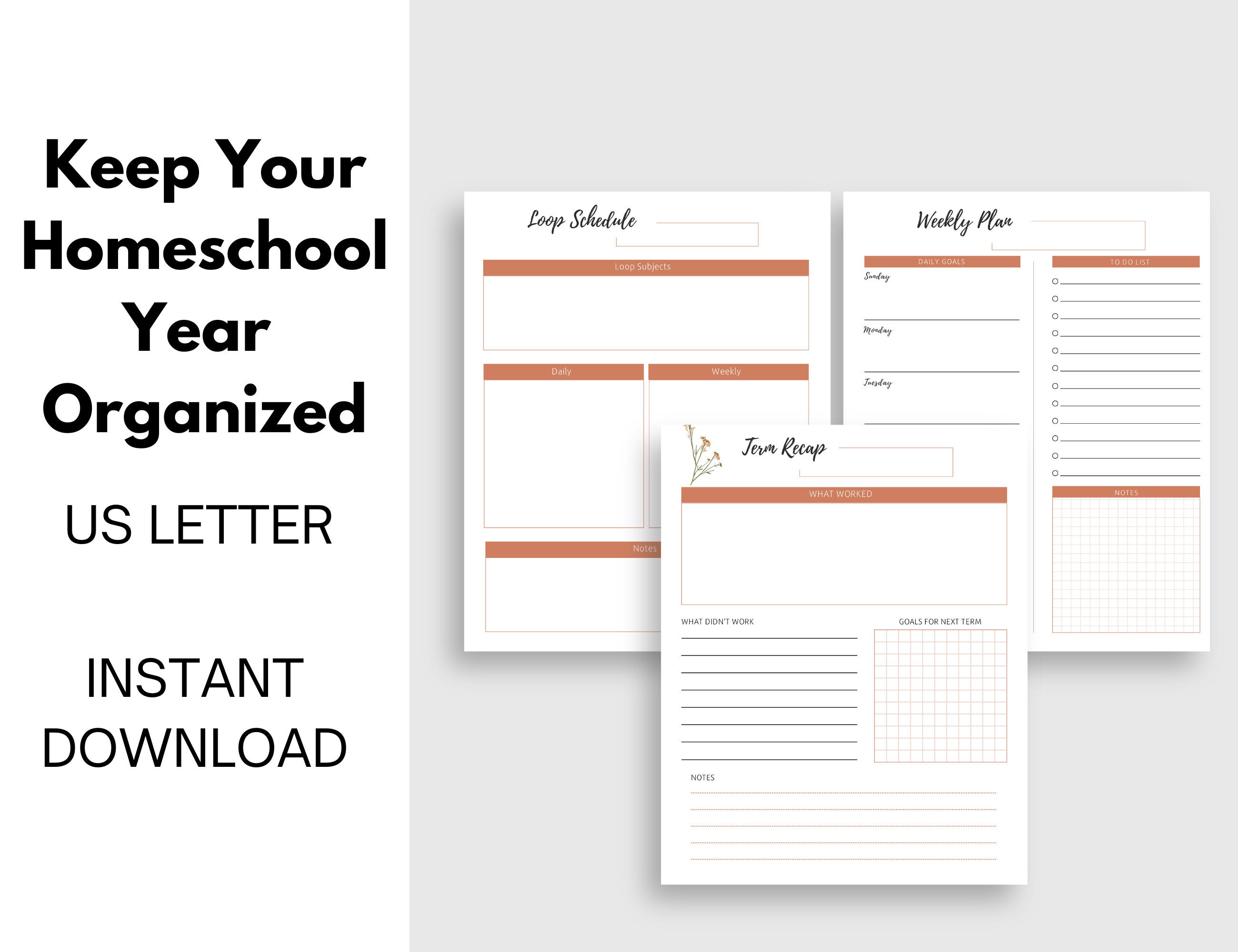 Printable Homeschool Planner Undated Homeschool Planner Attendance ...