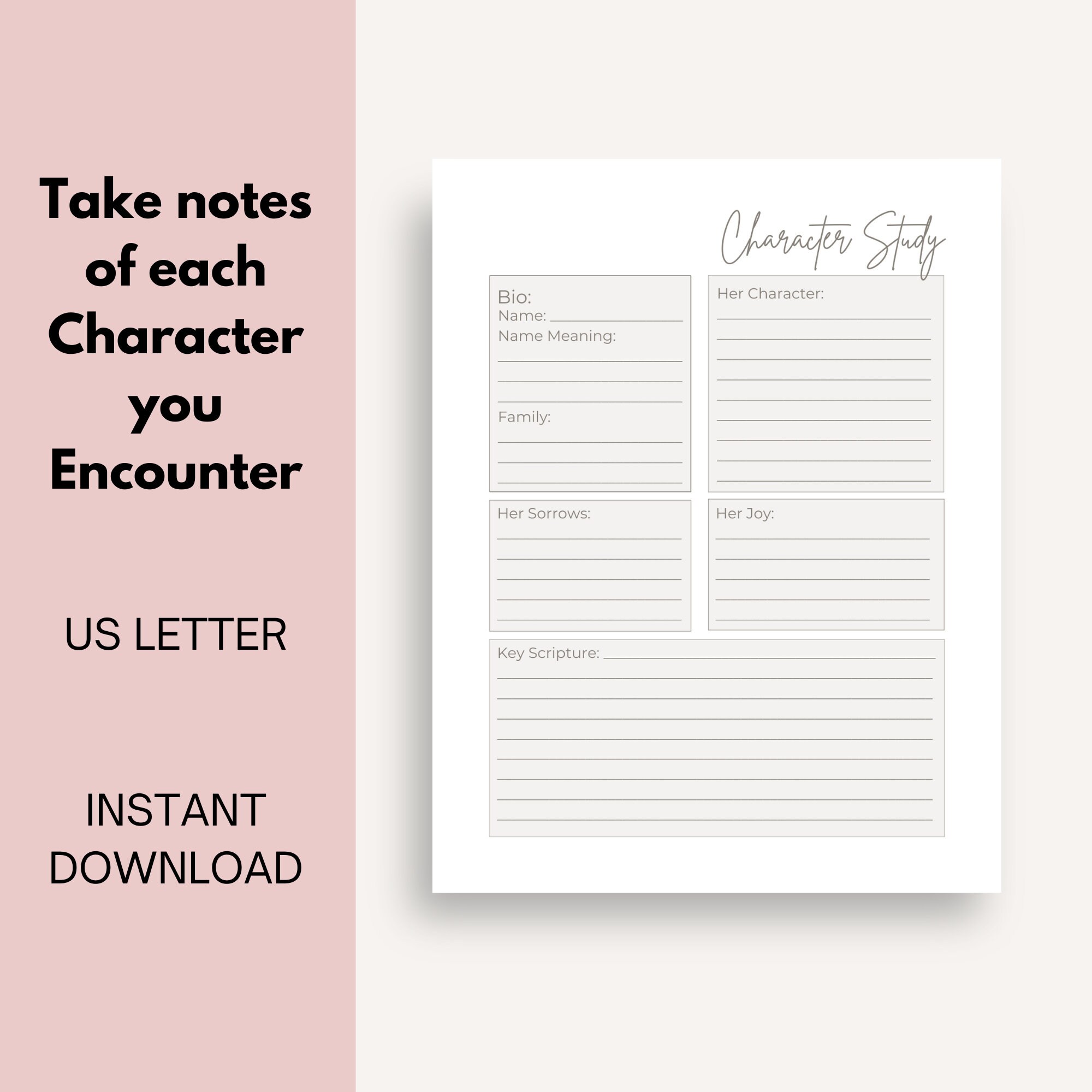 Bible Character Study Pages| Biblical Character Study Printable Page ...