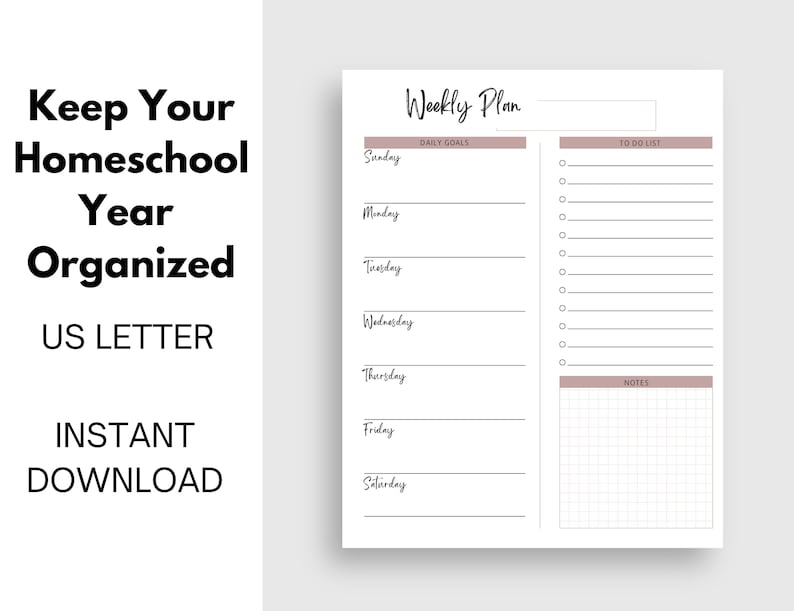 Printable Weekly Homeschool Planner| Charlotte Mason Homeschool ...